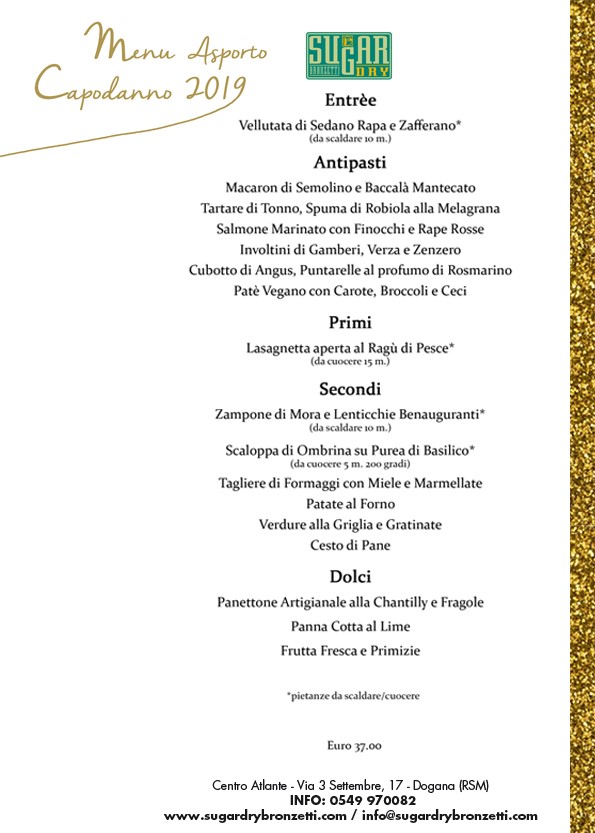 MENU’ ASPORTO CAPODANNO 2019 SUGAR DRY – Centro Atlante